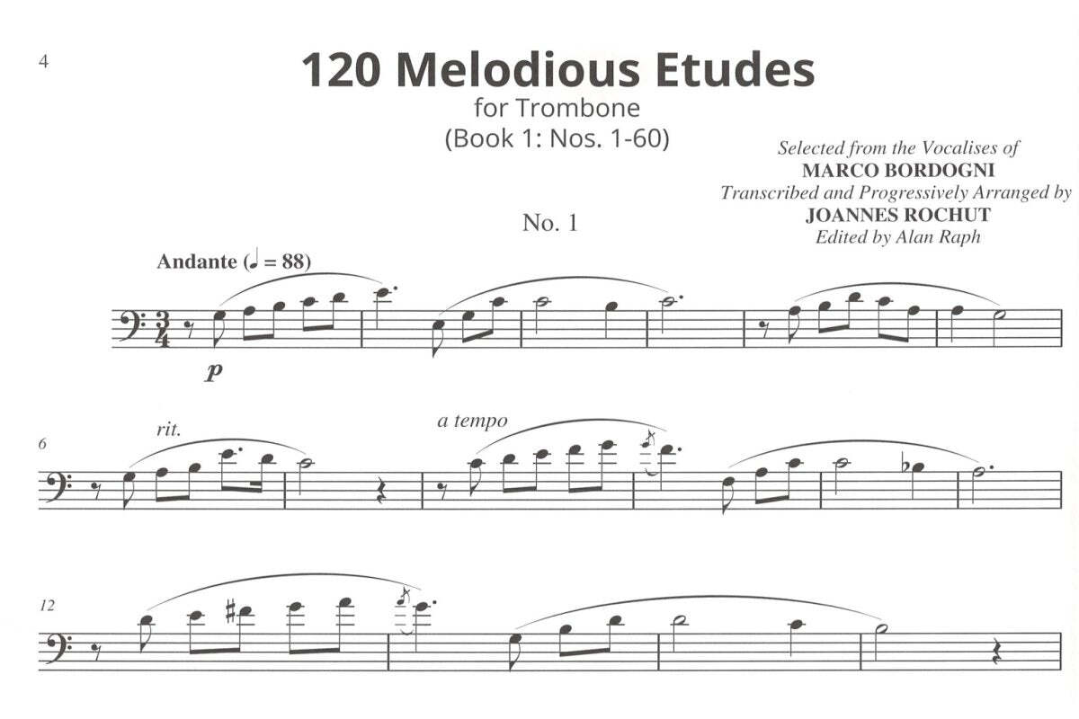 Melodious Etudes for Trombone, Book 1: Nos. 1-60, Selected From The Vo ...